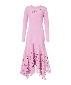 Oscar De La Renta Floral Embroidered Midi Dress - Pink