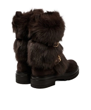 GIANVITO ROSSI Shearling-trimmed Suede Biker Boots