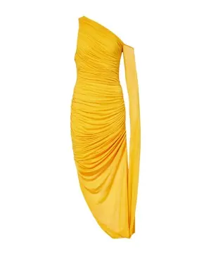 MUGLER Draped One-shoulder Knit Dress - Yellow