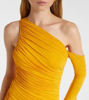 MUGLER Draped One-shoulder Knit Dress