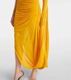 MUGLER Draped One-shoulder Knit Dress