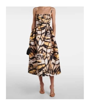 Oscar De La Renta Printed Faille Cocktail Dress