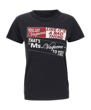 Vaquera Print-detail Cotton T-shirt - Black