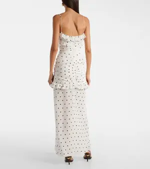 Alessandra Rich Polka-dot Silk Maxi Dress