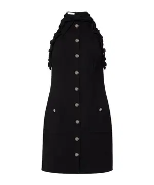 Alessandra Rich Bow-detail Wool-blend Crepe Minidress - Black