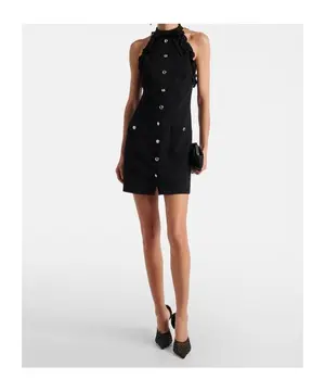 Alessandra Rich Wool-blend Crepe Minidress With Bow Detail