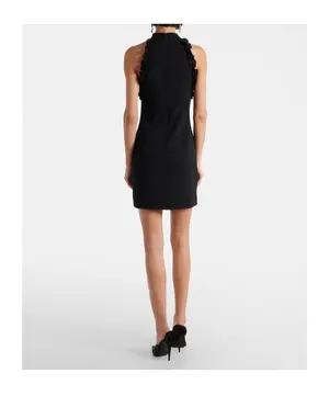 Alessandra Rich Wool-blend Crepe Minidress With Bow Detail