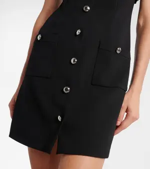 Alessandra Rich Wool-blend Crepe Minidress With Bow Detail