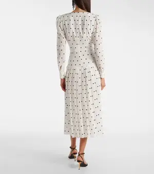 Alessandra Rich Polka Dot Silk Midi Dress