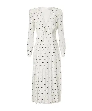 Alessandra Rich Polka Dot Silk Midi Dress - White/navy