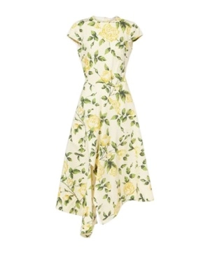 Oscar De La Renta Floral Cotton-blend Poplin Midi Dress - Nude