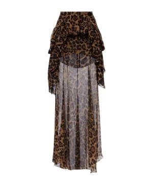 Blumarine Leopard-print Silk Crepon Maxi Skirt