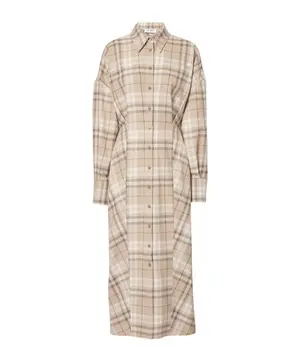 Attico Checked Cotton-blend Shirt Dress - Nude