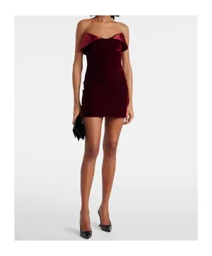 MUGLER Velvet Trim Mini Dress
