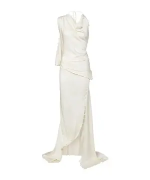 Victoria Beckham Draped Satin Crepe Long Dress - White