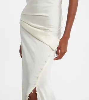 Victoria Beckham Draped Satin Crepe Long Dress