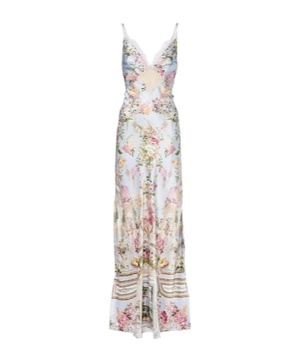 Camilla Tiled In Time Lace-trimmed Silk Maxi Dress - Nude