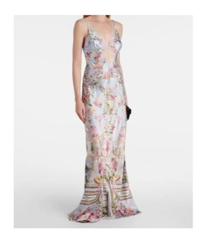 Camilla Tiled In Time Lace-trimmed Silk Maxi Dress