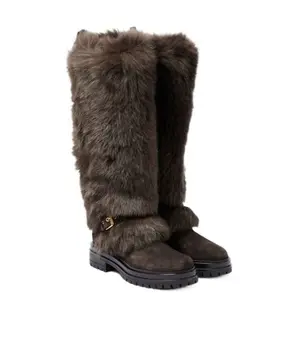 GIANVITO ROSSI Shearling And Suede Snow Boots