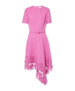 Oscar De La Renta Floral Lace-trimmed Midi Dress - Pink