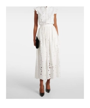 Erdem Gathered Cotton-blend Midi Skirt