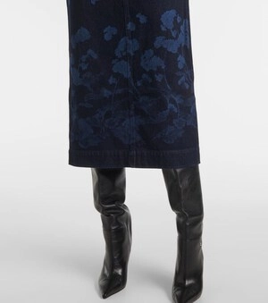 Erdem Floral Denim Midi Dress - Black