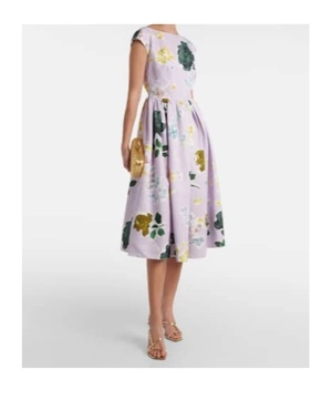 Erdem Floral Cotton-blend Faille Midi Dress