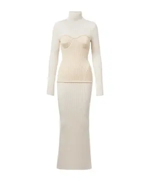 JEAN PAUL GAULTIER Ribbed-knit Wool-blend Maxi Dress