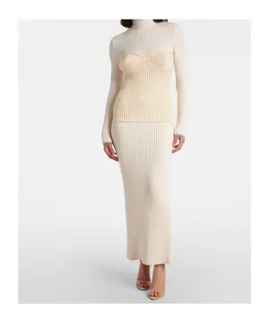 JEAN PAUL GAULTIER Ribbed-knit Wool-blend Maxi Dress