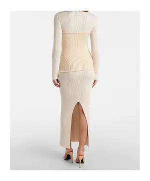 JEAN PAUL GAULTIER Ribbed-knit Wool-blend Maxi Dress