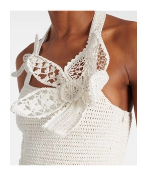 Oscar De La Renta Crochet Cotton Maxi Dress With Floral Appliqués