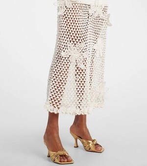 Oscar De La Renta Crochet Cotton Maxi Dress With Floral Appliqués