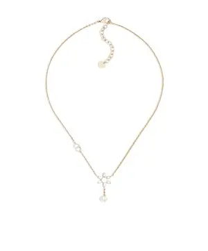 Dior Embellished Logo Plaque Necklace - Gold