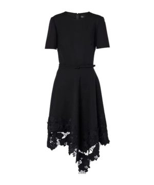 Oscar De La Renta Asymmetric Wool-blend Midi Dress - Black