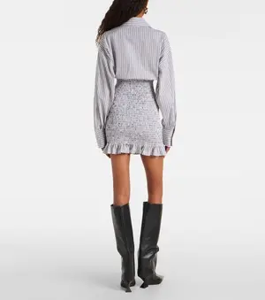 Attico Striped Ruched Cotton Shirt Dress