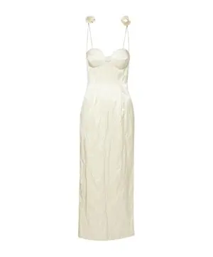 Magda Butrym Floral-appliqué Cotton-blend Bustier Dress - White