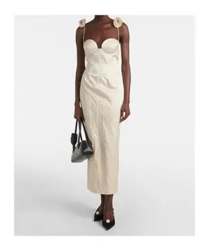 Magda Butrym Floral Appliqué Bustier Maxi Dress - White
