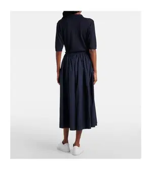 Gabriela Hearst Chiara Cotton Poplin Midi Skirt - Navy Blue