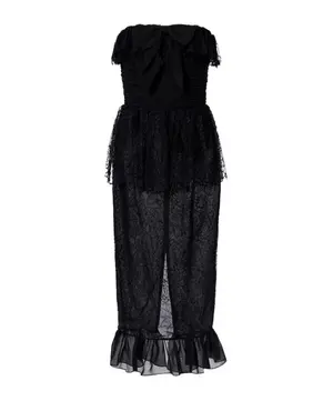 Alessandra Rich Lace And Silk Georgette Bustier Dress - Black