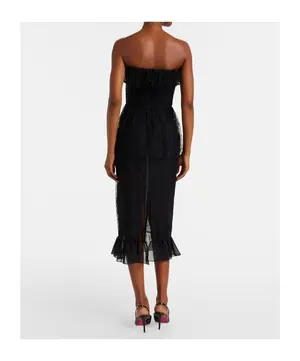 Alessandra Rich Lace And Silk Georgette Bustier Midi Dress - Black