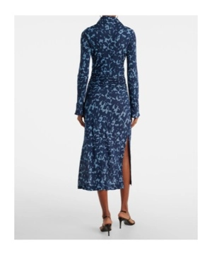 Altuzarra Claudia Printed Ruched Jersey Shirt Dress - Blue