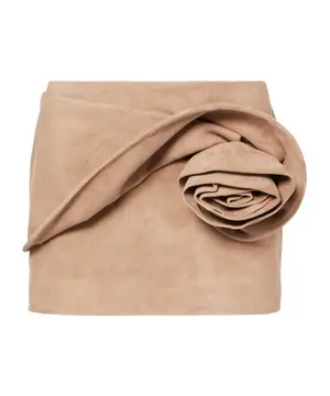 Magda Butrym Floral-applique Suede Miniskirt - Beige