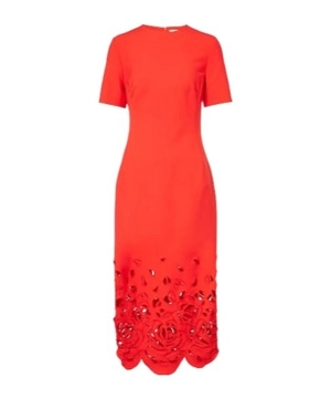 Oscar De La Renta Floral Cutout Cocktail Dress - Orange