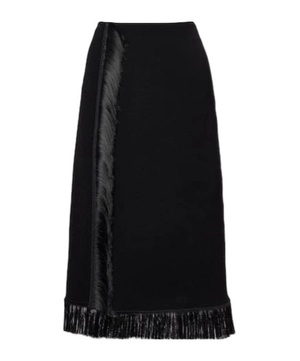 JIL SANDER Fringed Midi Skirt - Black