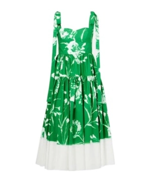 Erdem Floral Cotton Poplin Midi Dress - Green