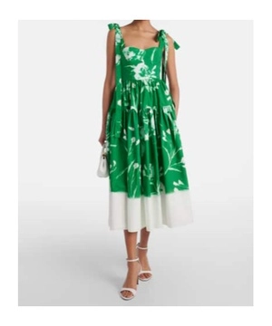 Erdem Floral Cotton Poplin Midi Dress