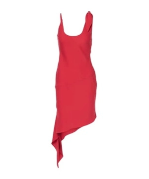 COURREGES Scarf-detailed Asymmetric Mini Dress - Red