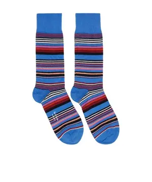 Paul Smith Three-pack Of Multi-colored Striped Mid-calf Socks