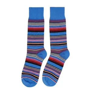 Paul Smith Three-pack Of Multi-colored Striped Mid-calf Socks