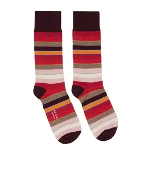 Paul Smith Three-pack Of Multi-colored Striped Mid-calf Socks